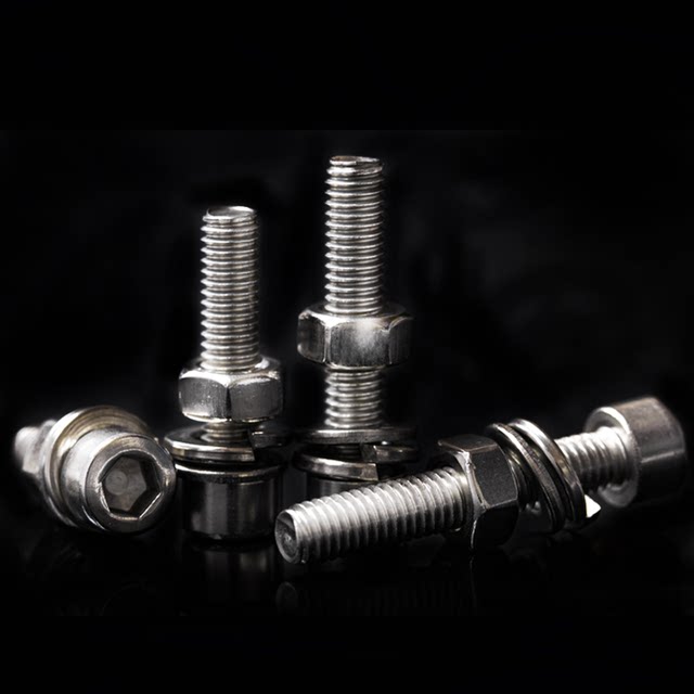 304 stainless steel smooth hexagon socket screw nut flat spring washer ...