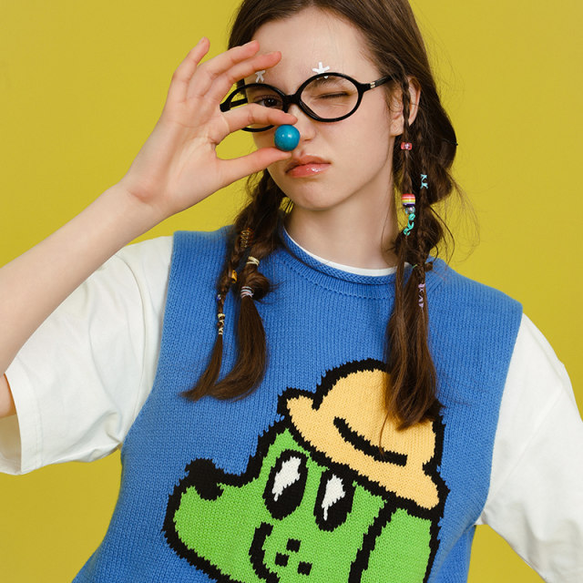 TYAKASHA Takasha vest women 2025 new fun illustration sweater vest ...