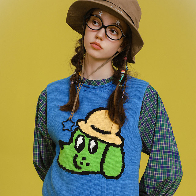 TYAKASHA Takasha vest women 2025 new fun illustration sweater vest ...