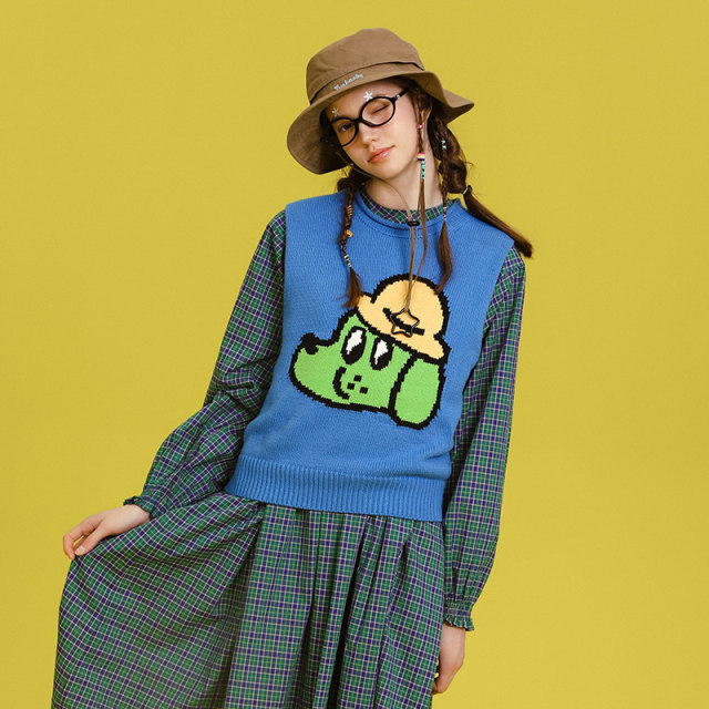 TYAKASHA Takasha vest women 2025 new fun illustration sweater vest ...