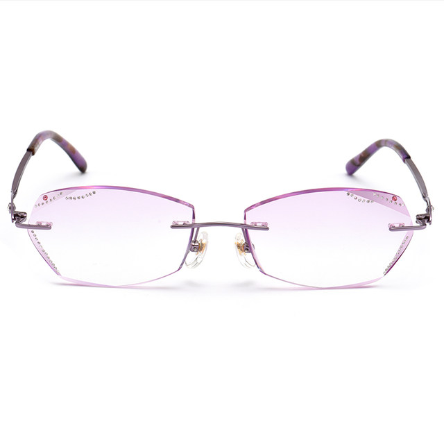 Diamond cut edge glasses with diamonds, rimless myopia glasses frames ...