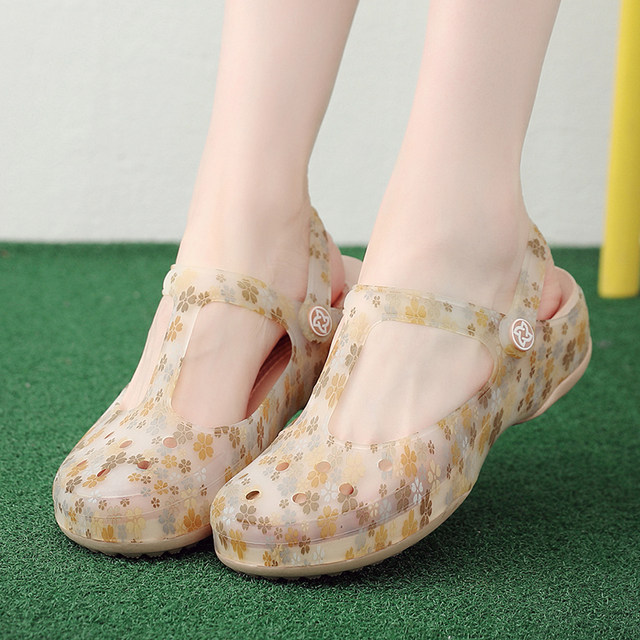 VEBLEN authentic women's summer non-slip beach shoes thick-soled jelly ...