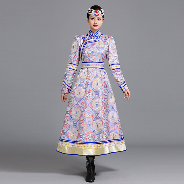 The new lady's long Mongolian robe national style traditional Mongolian ...