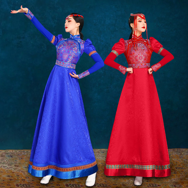 Original female Mongolian robe red dress Inner Mongolia folk dance ...