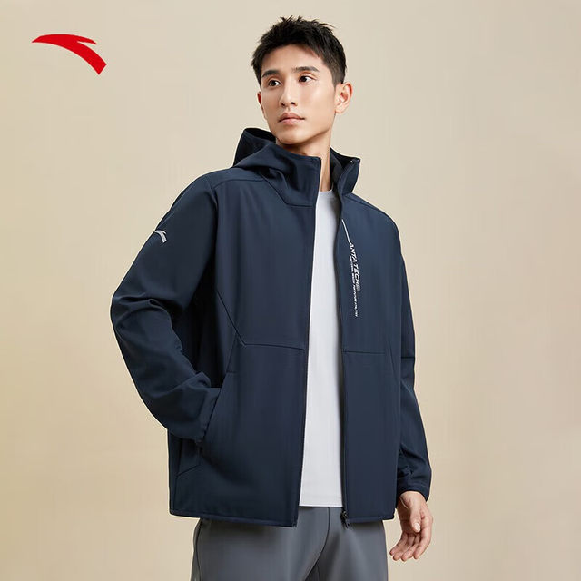 Anta jacket men's water-resistant 2025 new spring plush hooded jacket ...