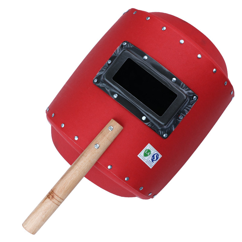 Red Steel Full Face Welder Mask - Hand-Held Welding Protective Cover Cap