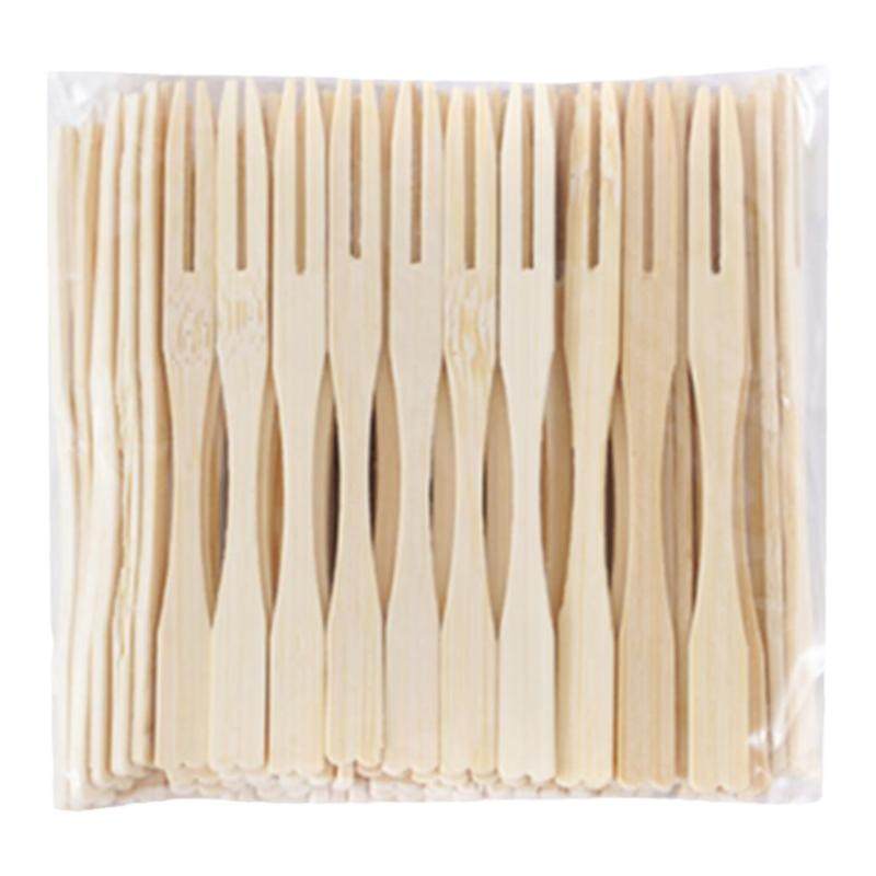 Camping disposable bamboo fruit fork - Individually packaged small fork