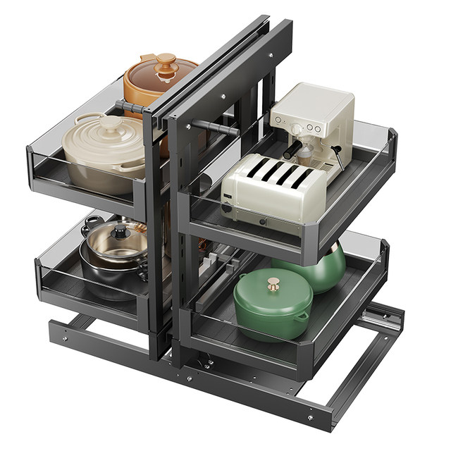 Corner pull basket little monster kitchen cabinet space aluminum alloy ...