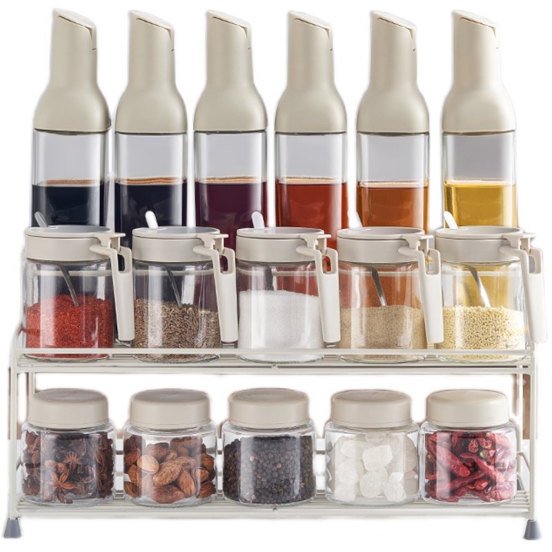 Midou Aishang Glass Seasoning Jar Set - 10+ Piece Kitchen Storage