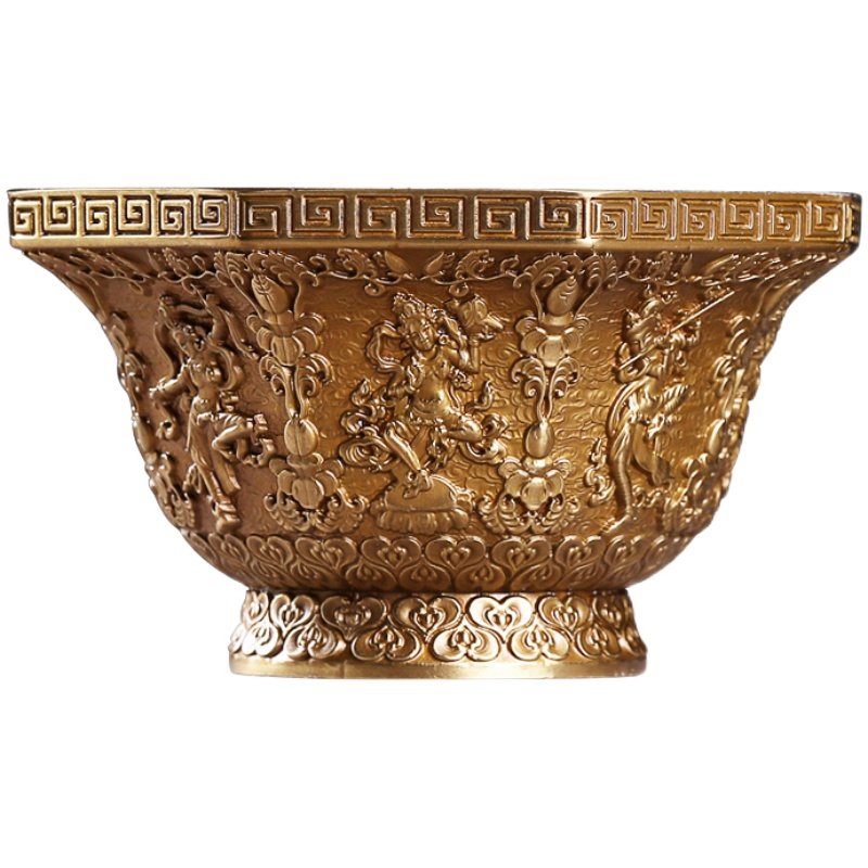 Brass Goddess Octagonal Offering Bowl - Nepalese Craftsmanship ...