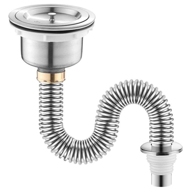 Stainless Steel Kitchen Sink Dishwashing Pool Drain Pipe Set