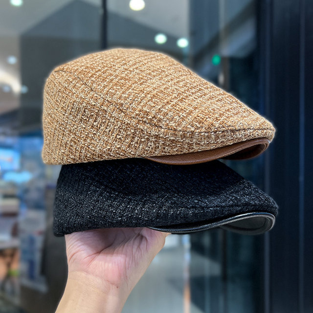 British retro progressive hat women's autumn and winter woolen leather ...