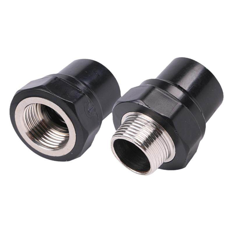 PE Pipe Fittings Inner and Outer Thread Joint - Straight Through Tap Water Pipe Fittings, Black ...