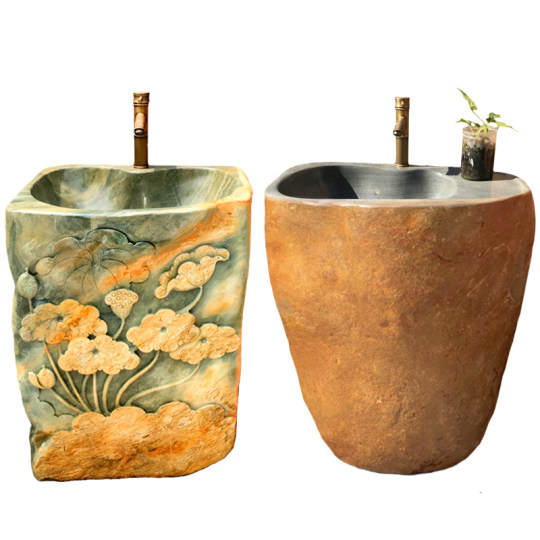 Outdoor Stone Wash Basin Integrated Pedestal Basin for Outdoor ...
