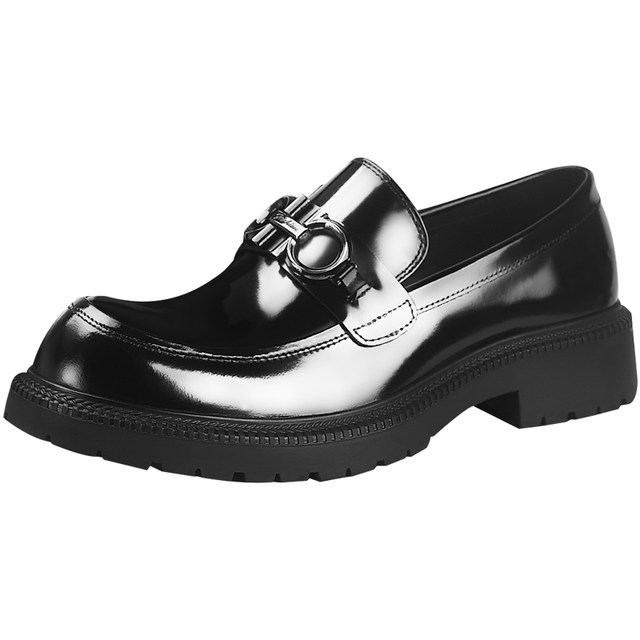 Vqgt British casual shoes men's leather kicking loaf shoes cowhide ...