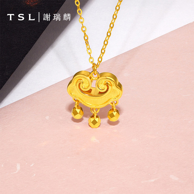 TSL Xie Ruilin Light Ancient Method Meaning Series Gold Necklace Ruyi ...