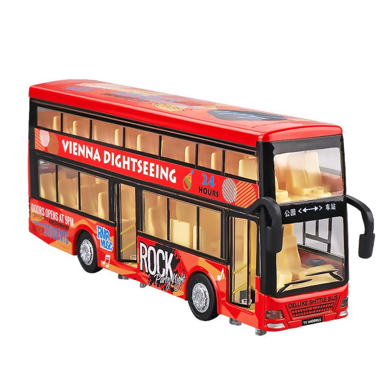 Alloy Double-Decker School Bus Toy | Large Children's Toy Car Model