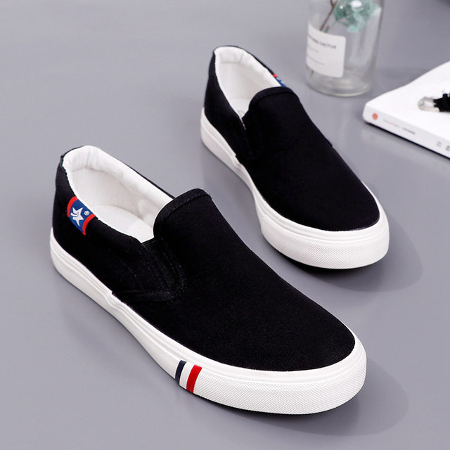 Extra large size men's canvas shoes plus fat and widened lazy shoes ...