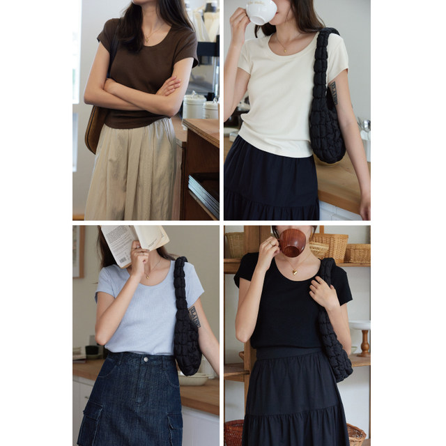 Misaz opening in summer! Cooling U -collar T -shirt elastic fabric ...