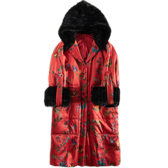 Festive Xiangyun Yaolong Loose Large Number Jacket Water Mink Hooded ...