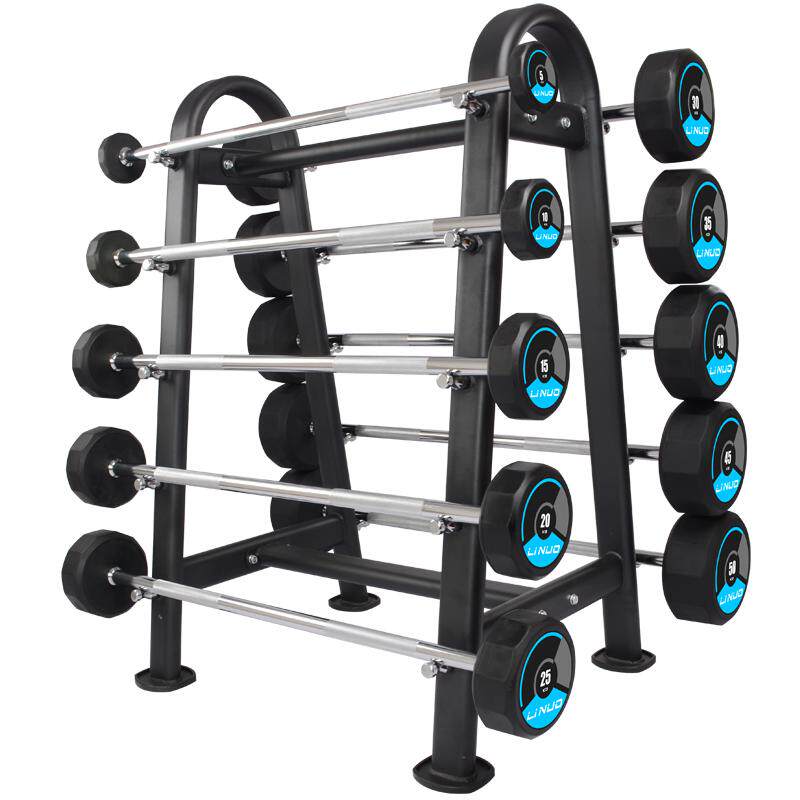 Linuo 40-45kg Rubber Barbell - Fixed Curve Weightlifting Barbell Set