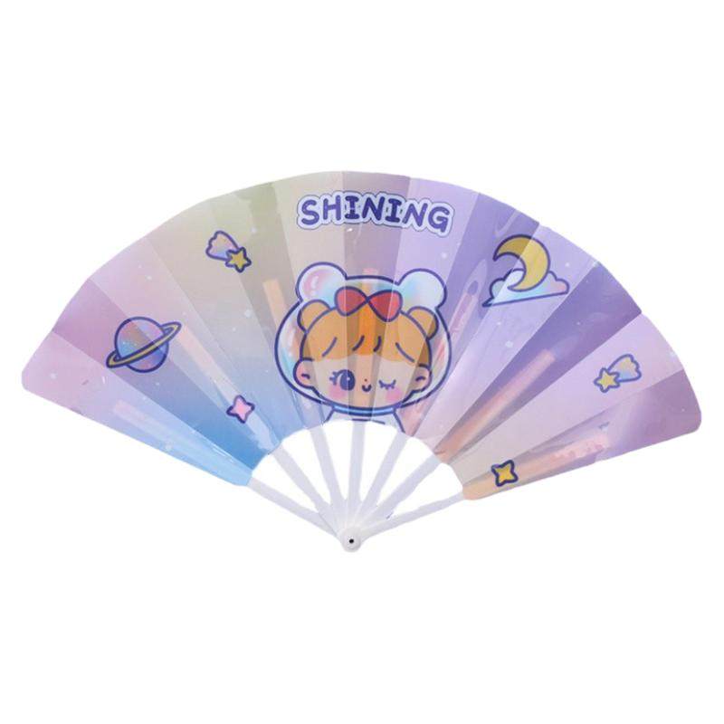 Cartoon Folding Fan Student Holding Cute 30-Fold Fan Summer Portable ...