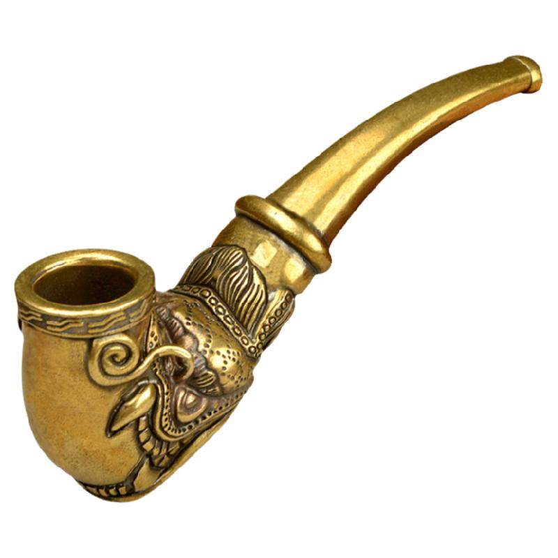 Han Craftsman Hand-Carved Dragon Pixiu Pipe with Pure Copper Smoking Pot