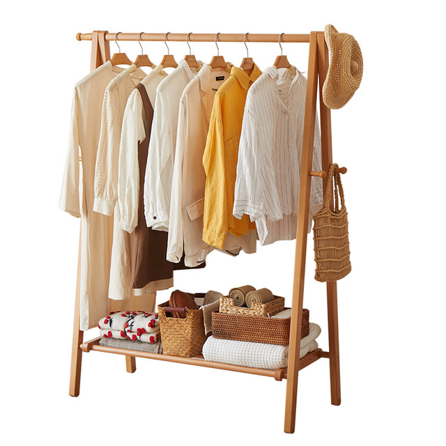 The hanger landing solid wood hanging rack bedroom does not occupy ...