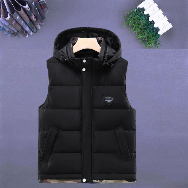 Cotton vest thickened and warm men's casual detachable hood vest vest plus size autumn and ...