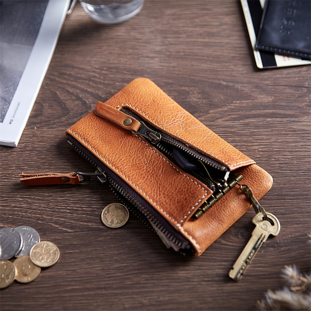 Handmade retro vegetable tanned leather key bag men's genuine leather ...