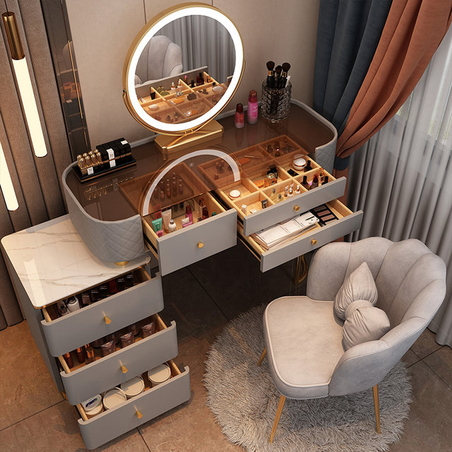 Dress -up table glass light luxury high -level sensor bedroom Modern ...