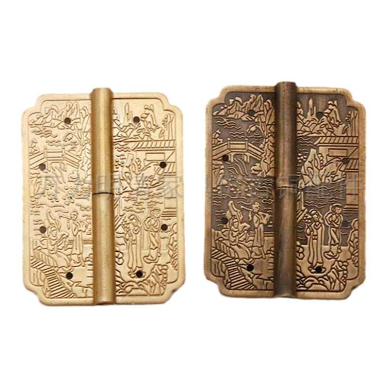 Chinese style hinge brass exposed hinge classical furniture carved ...