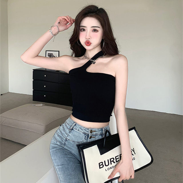 Solid color sling women's suit inner design niche summer outer wear ...