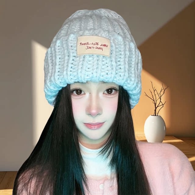 2024 Autumn and Winter New Patched Wool Hat Women's Warm Ear Protection ...