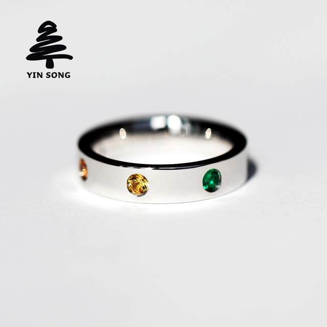 Dragon Ball ring silver pine jewelry 925 silver mosaic sapphire ...