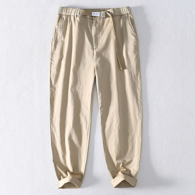 Men's simple casual pants Spring and autumn cotton loose straight pants ...