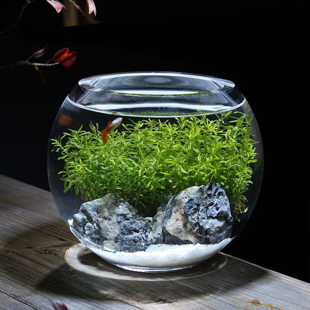 Mermaid thickened round glass fish tank, goldfish tank, turtle tank ...