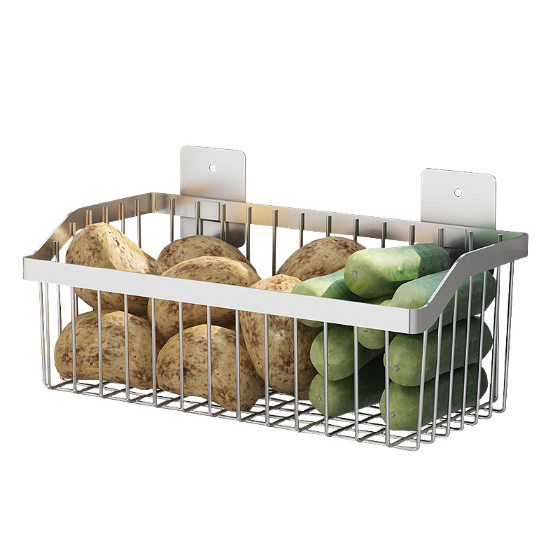 304 Stainless Steel Kitchen Rack Wall-Mounted Storage Basket