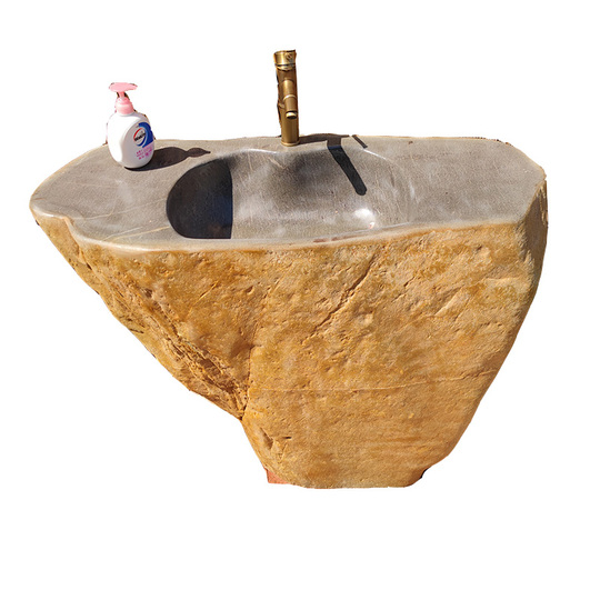 Obdo Stone Pedestal Basin - Retro Raw Stone Wash Basin for Garden ...