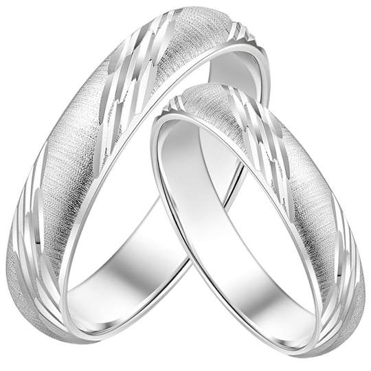 Happy Diamond Platinum Couple Rings - Niche Design Birthday Gift for ...