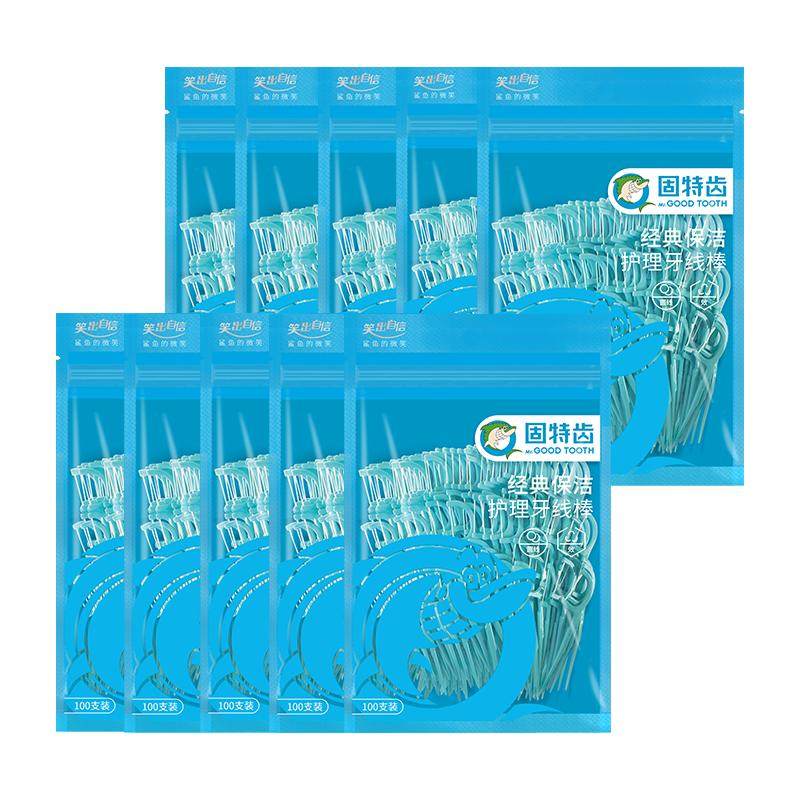 Good Teeth Straight Handle Round Floss Toothpick Floss Stick Family ...