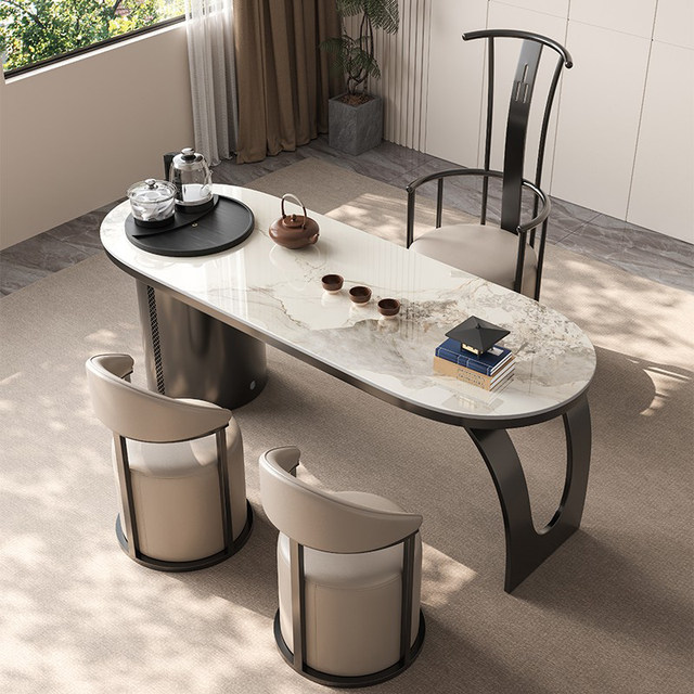 Simple modern balcony slate tea table and chair combination light ...