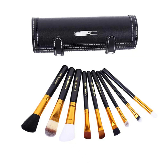 MAC Makeup Brush Set - Professional 9-Piece Wool Brush Kit
