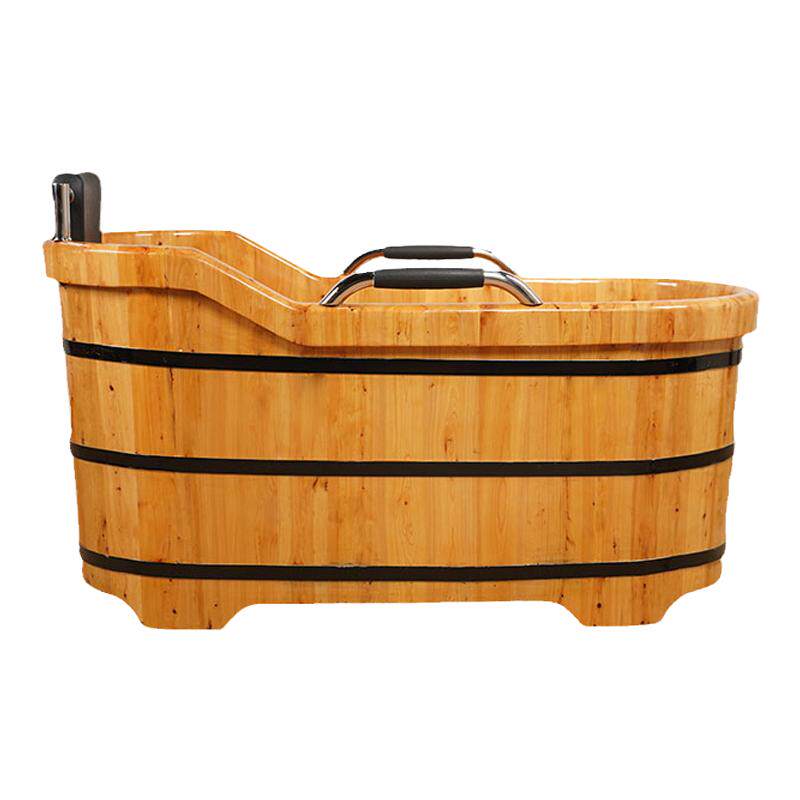 Enjoy Wooden Bath Barrel with Lid - Full Body Soak for Adults & Children