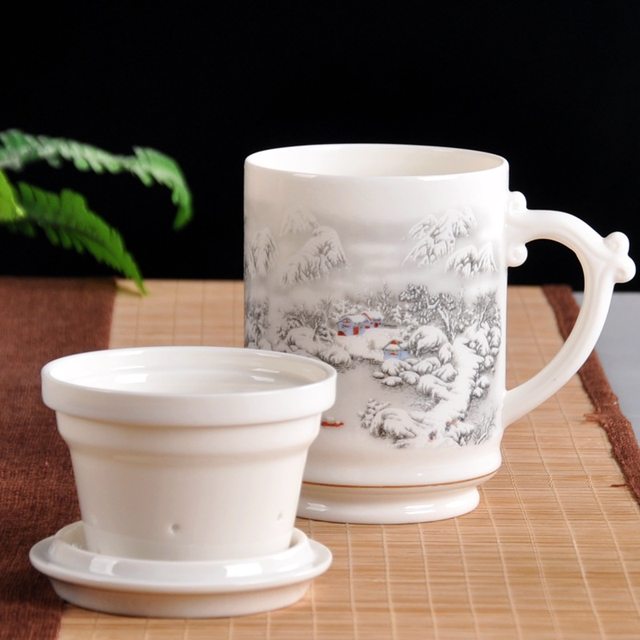 Ceramic tea cup filter large capacity wide cup extra large Mark cup tea ...