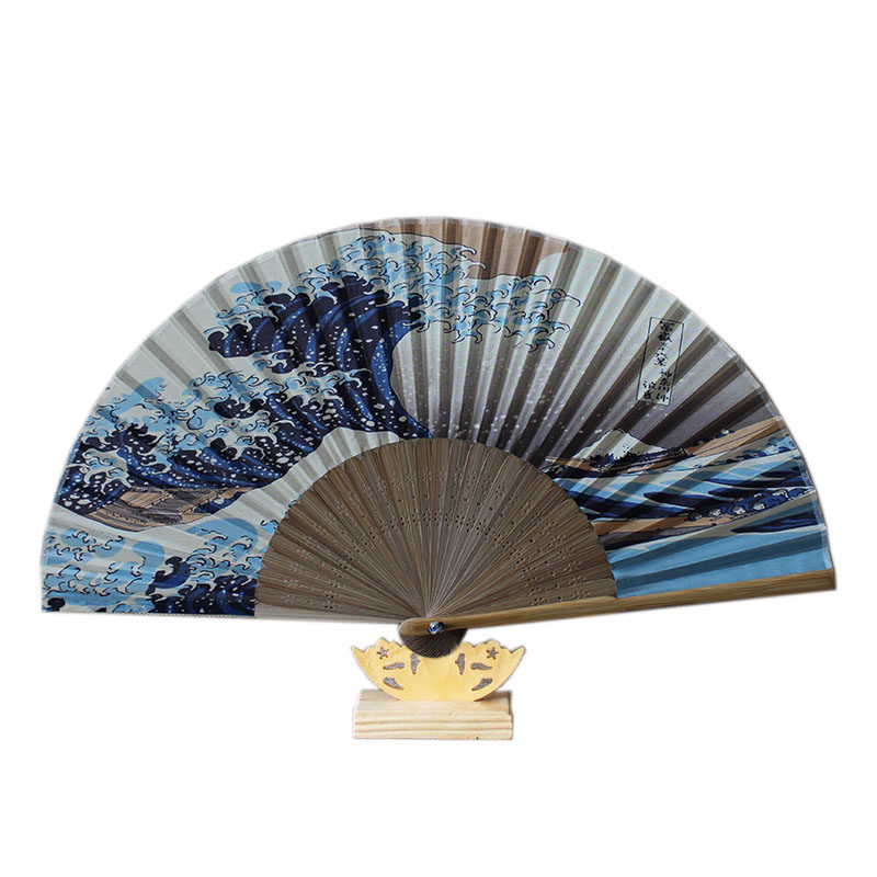 Japanese Folding Fan Silk Cherry Blossom Sea Wave Fan