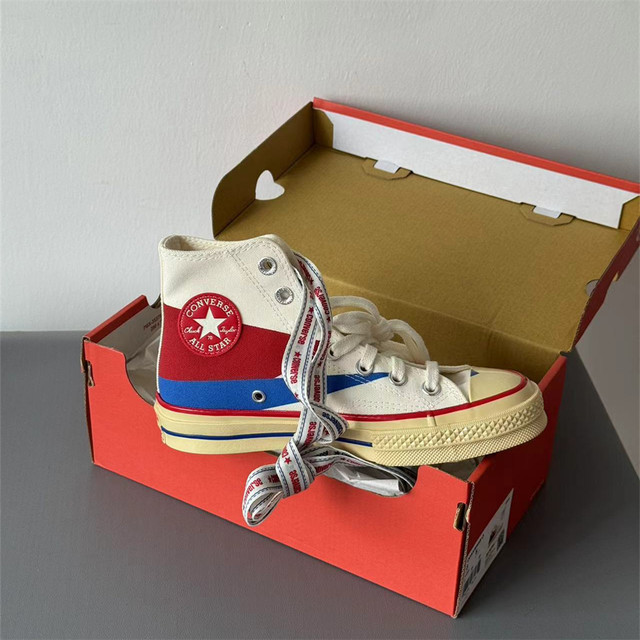 Genuine Converse 1970s color ribbon contrasting retro red and blue high ...