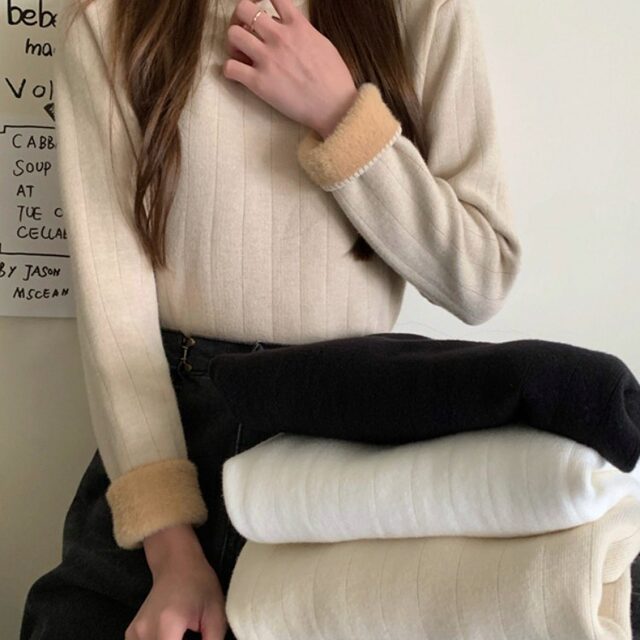 Ploved velvet thick inner sweater female autumn and winter repairs long ...