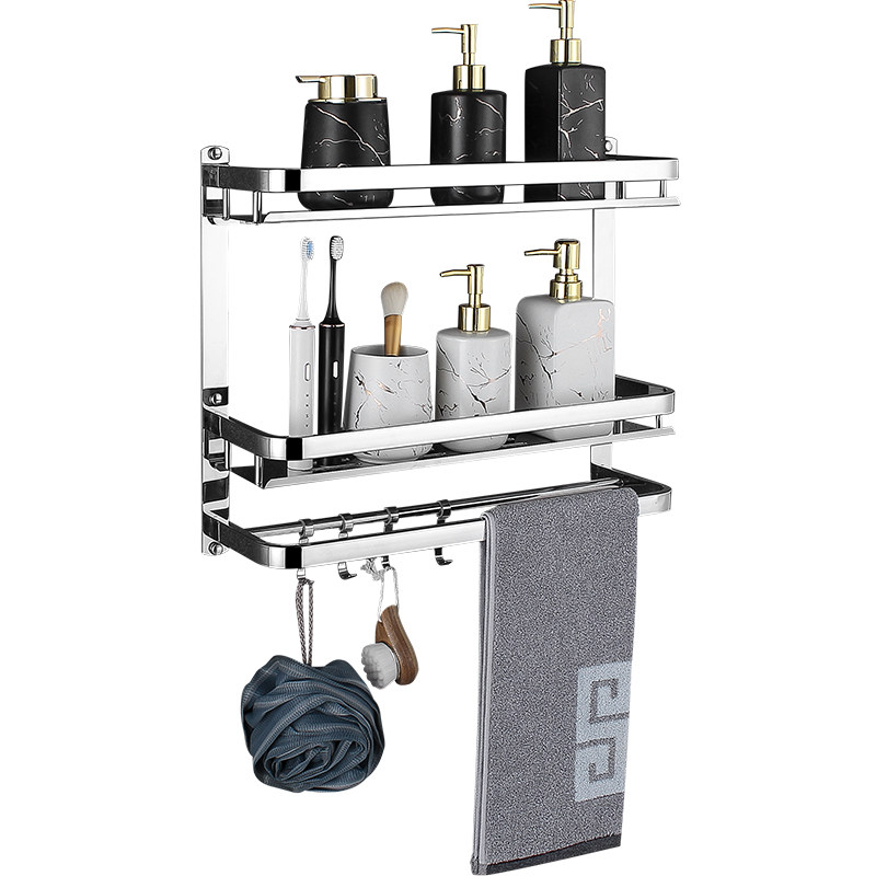 304 Stainless Steel Bathroom Rack, Thickened, Wall-Mounted Toilet Shelf