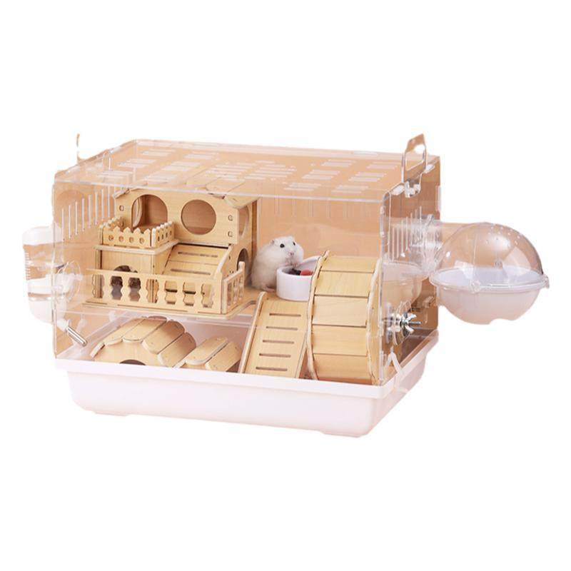 Ja-kal 42 Hamster Cage - Double Layer Wooden Villa for Golden Hamsters